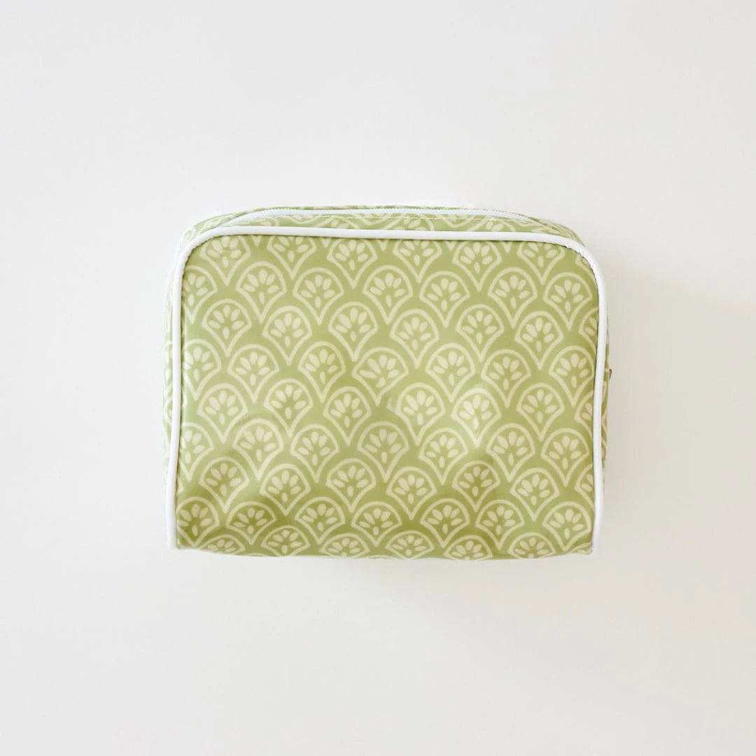 Small Green Block Print Cosmetic Bag – The Orange Iris